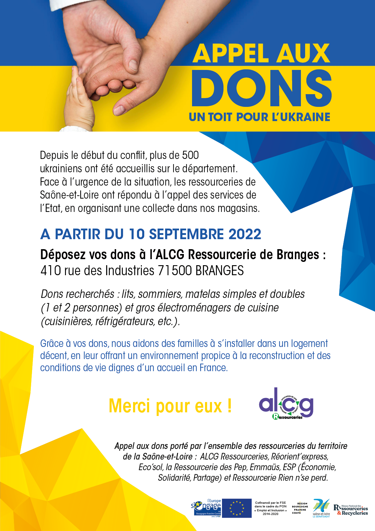 APPEL AUX DONS (SAÔNE-ET-LOIRE) - Un toit pour l'Ukraine - ALCG